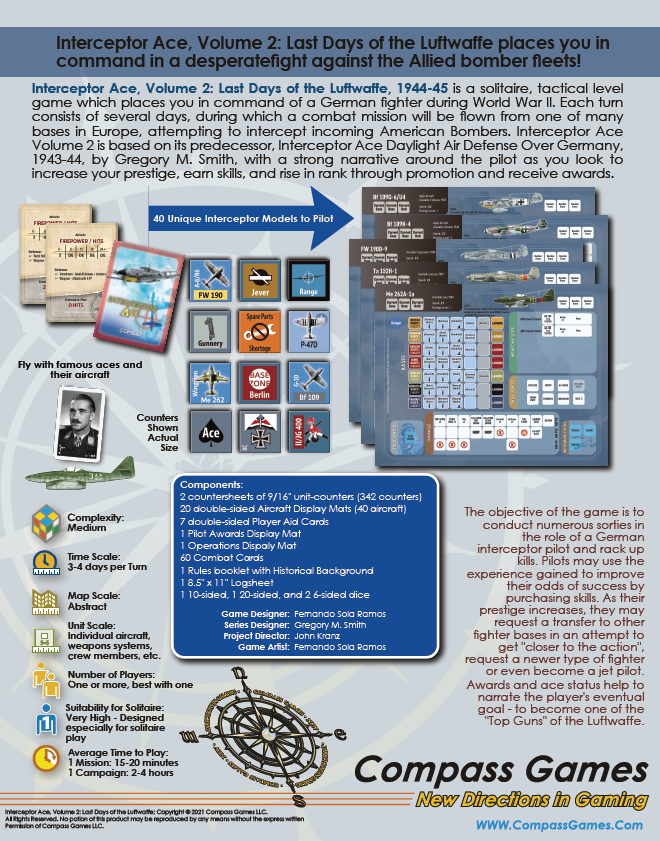 Interceptor Ace, Volume 2: Last Days of the Luftwaffe, 1944-1945 – Compass Games